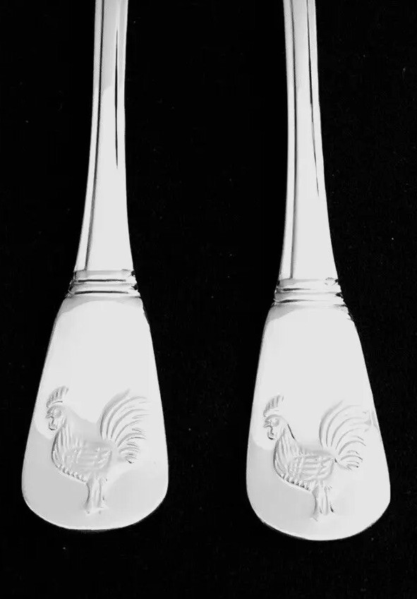 New CUISINART Elite Stainless FRENCH ROOSTER Set 4 SALAD FORKS 7 1/4 ...