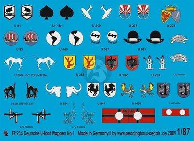 Peddinghaus 1/87 (HO) German U-Boat Submarine Unit Markings WWII No.1 ...