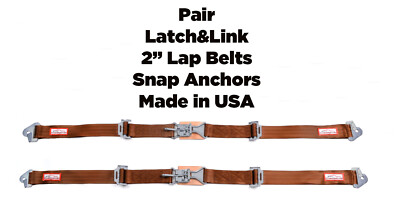 BUGGY NEW PAIR 2" LATCH & LINK SEAT BELT 2 POINT CLIP SNAP IN LAP BELTS ...