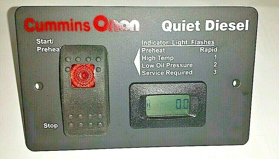ONAN SILENT DIESEL REMOTE START SWITCH PANEL HOUR METER with 25 FOOT ...