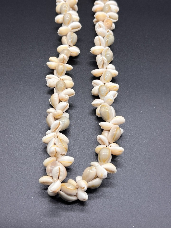 Vintage Cowrie Sea Shell NECKLACE Long Heavy 16” Hawaiian Lei | eBay