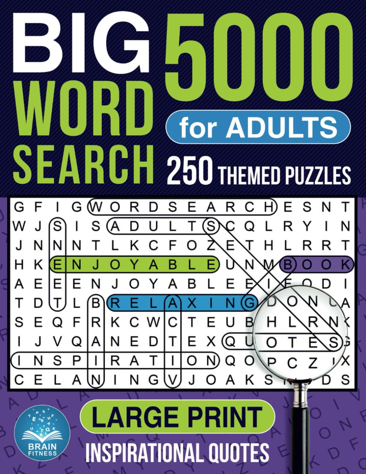 BIG 5000 Word Search for Adults Large Print: Relaxing 250 Themed Word ...