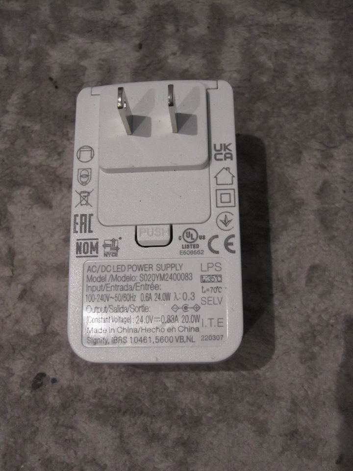 Genuine Philips Hue Lightstripe AC Adapter Power Supply 24V/20W ...