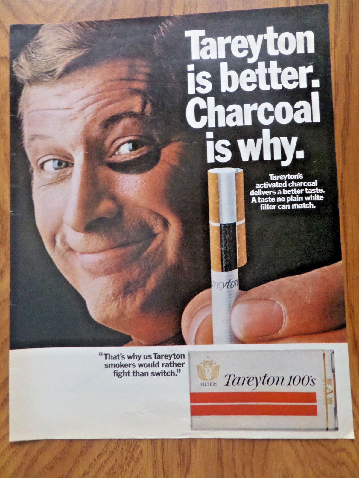 1970 Tareyton Cigarette Ad Charcoal Filter Smokers Would Rather Fight ...