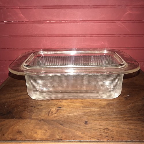 Vintage Heller Oven Microwave Glass Bread Loaf Pan Ribbed Bakeware L&M ...