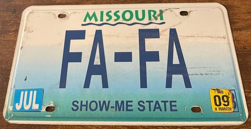 FA-FA Vanity Booster License Plate Missouri | eBay