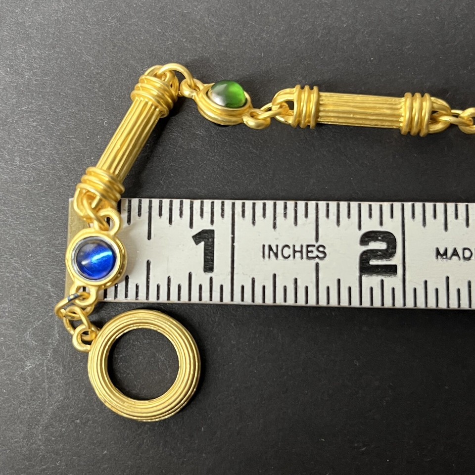 Gripoix Necklace Mogul Jewel Tone Matte Gold Station Chain 90s Style ...
