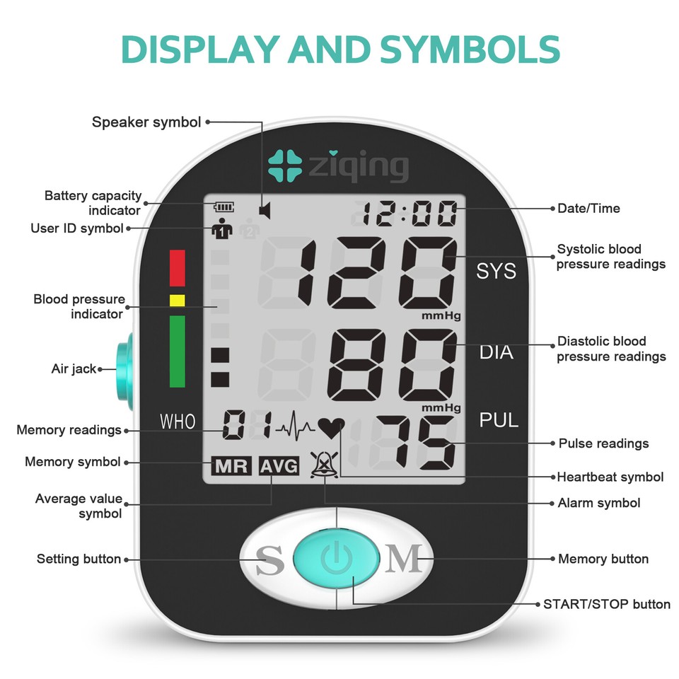 Automatic Blood Pressure Monitor BP Cuff Gauge Machine Tester with Cuff ...