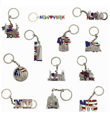 12 Pack New York City Metal Keychains NYC KeyRing Souvenir Collection ...