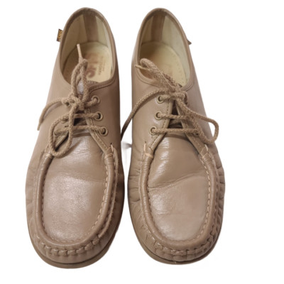 SAS Soft Step Heel Womens 11N Beige Handsewn Lace Up Moc Toe USA Shoes ...