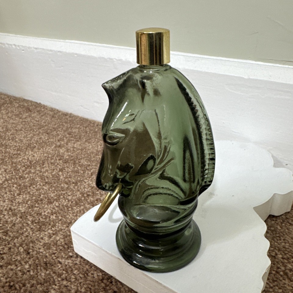 Vintage Avon Horse Head Green Glass Mens After Shave Bottle Empty No ...