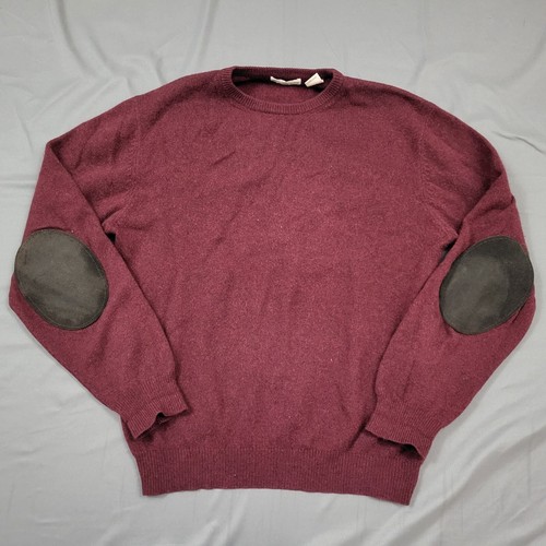 Norm Thompson Sweater Mens M Long Sleeve CASHMERE Elbow Patch Pullover ...
