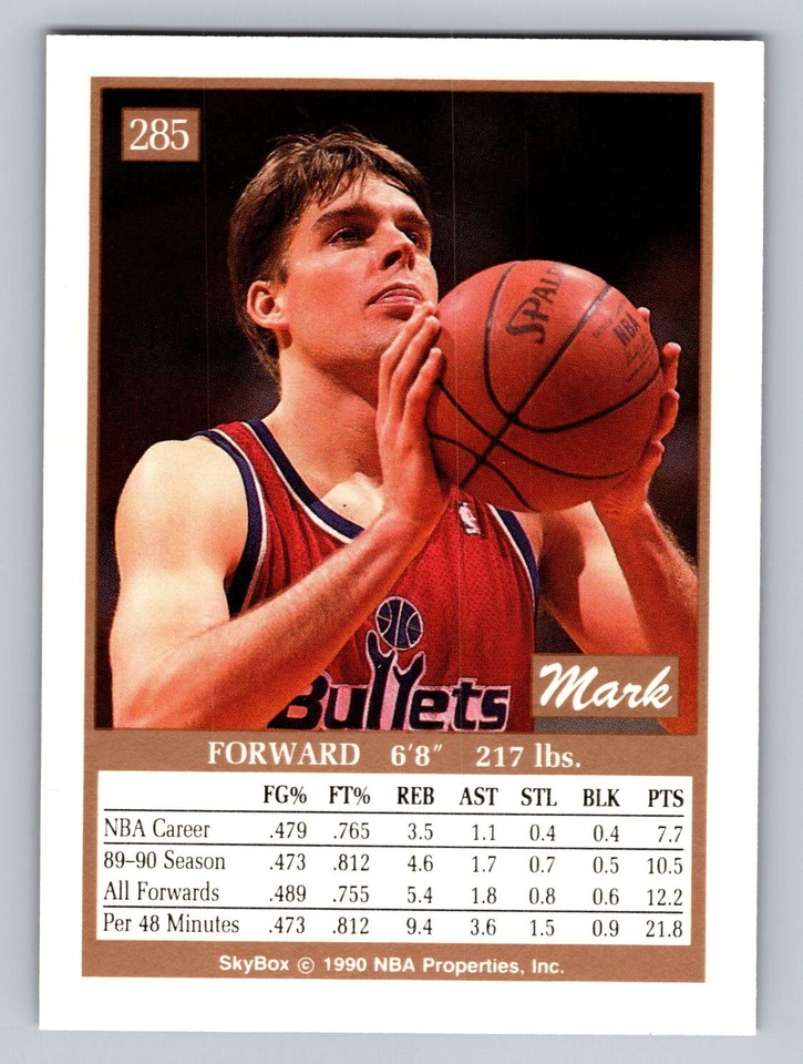 1990 SkyBox #285 Mark Alarie Washington Bullets | eBay