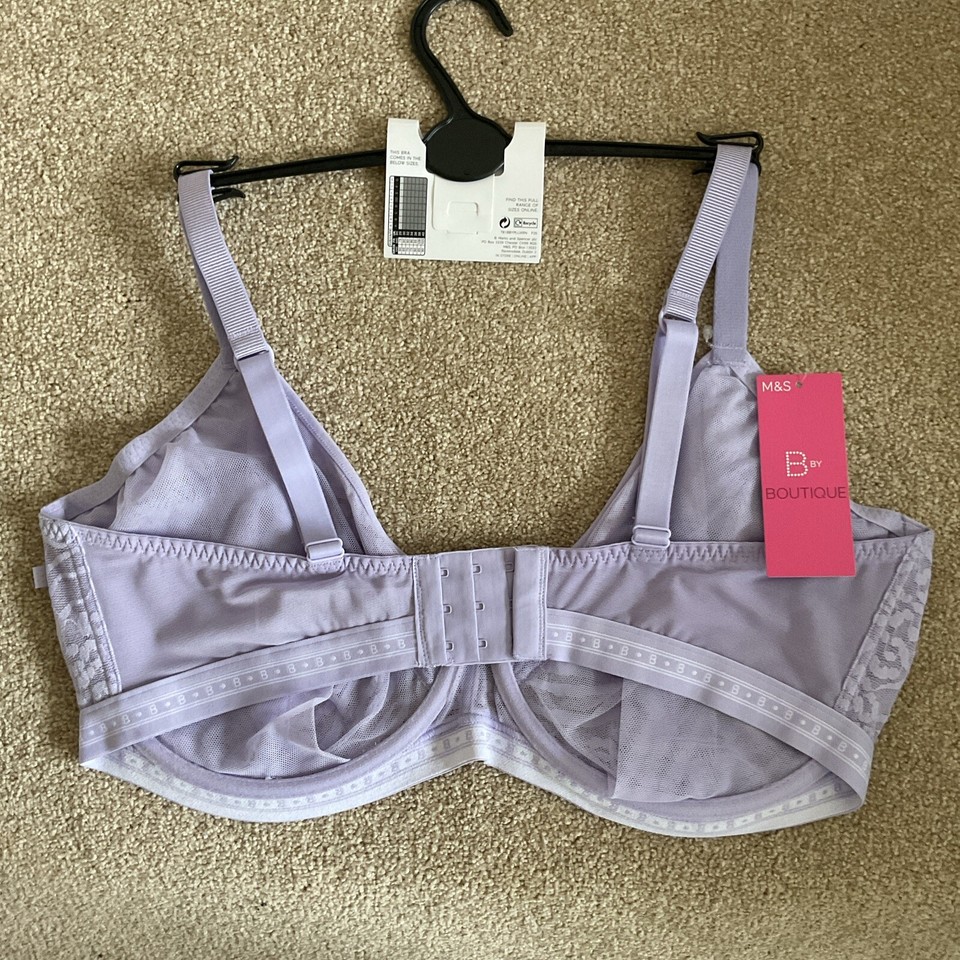 M&S Size 40E Boutique Gisella Animal Print Plunge Bra Lilac Underwired ...