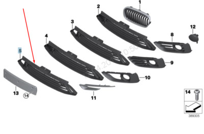 BMW 2 F45 Front Bumper Center Grille Sport Line PDC 51117364730 2015 ...
