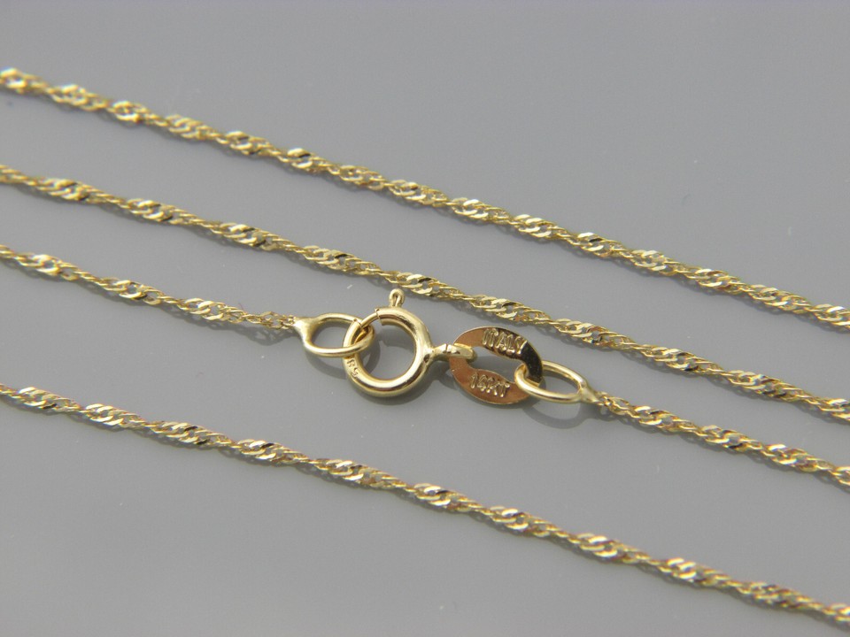 Solid 14k Gold Singapore rope chain Necklace Made in Italy All lengths ...