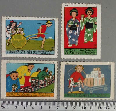 Vier alte Reklamemarken Tee Kaffee A. Zuntz Bonn Berlin Hamburg /10 ...