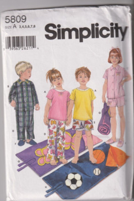 5809 SIMPLICITY - PAJAMAS SLIPPERS & SLEEPING BAG - UNISEX Childs Sz 3 ...