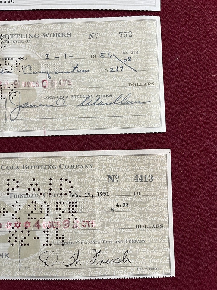 coca cola bottling company bank checks 3 different soda pop plants | eBay