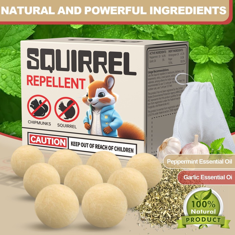 10 Balls Squirrel Repellent Outdoor &Indoor Made with Essential ...