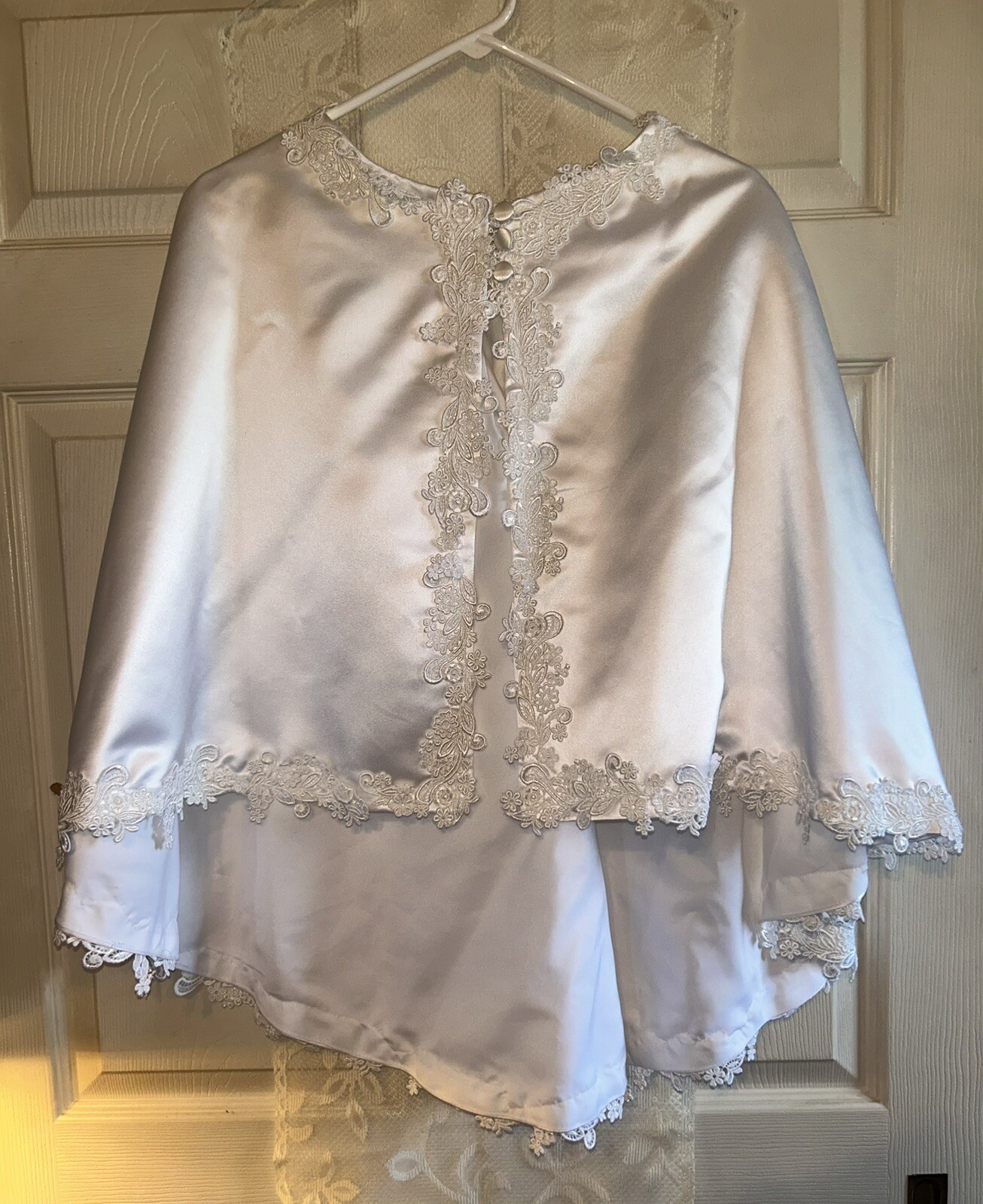 Bridal Cape/Capelet, Pure White Satin with Lace Trim … - Gem