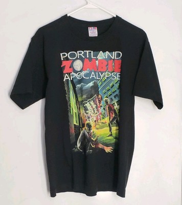 Portland Zombie Apocalypse Black Graphic T-Shirt USA Made Men's Medium ...