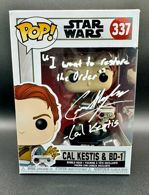 Cameron Monaghan Signed & Inscribed Cal Kestis & BD-1 Funko Pop #337 ...