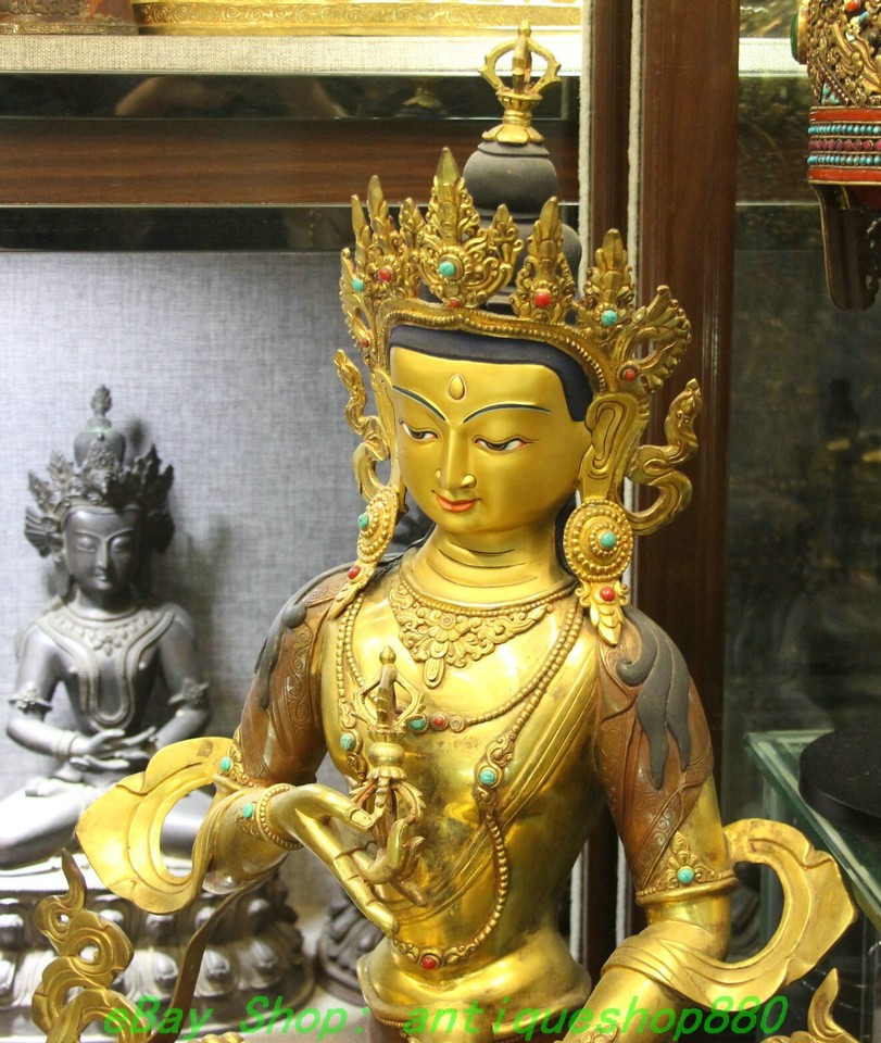 26.7'' Old Tibet Purple Bronze 24K Gold Vajradhara Vajrabhairava Buddha ...