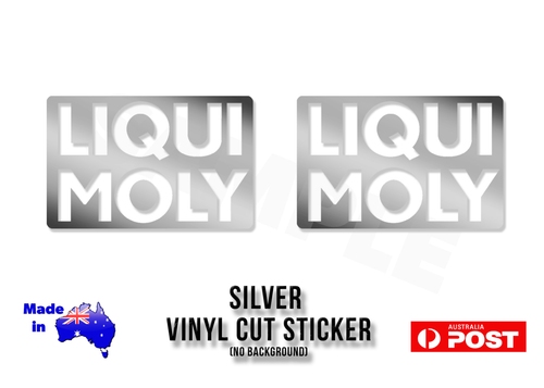 2 x LIQUI MOLY Sticker Vinyl CUT Decal SILVER Racing Euro Moto 100mm ...