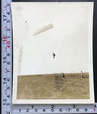 Military Soldier Airborne Parachute Landing Zone WW2 Era Old Photo ...