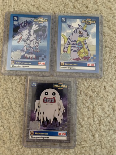 Digimon 3 Card Lot - Gabumon, Bakemon & Garurumon Upper Deck 1999 No ...