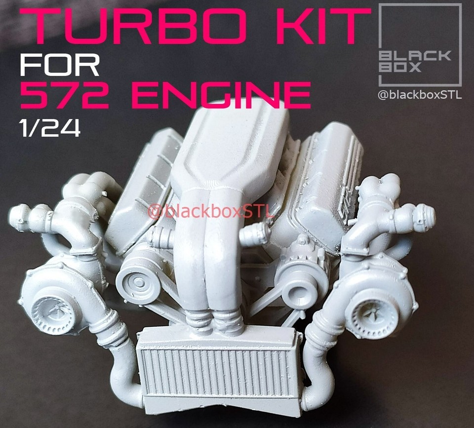 Twin Turbo BBC 572 Engine - 1/24 - 3D Printed - Black Box | eBay