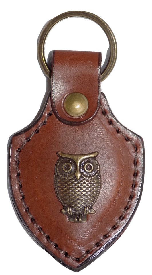 LEATHER KEY Chain RING Handmade with animal deer duck dog rabbit owl ...