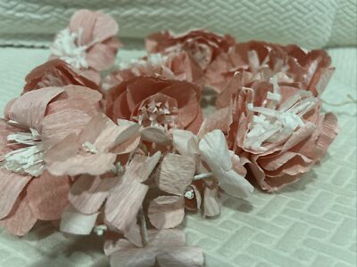 Pottery Barn Kids Crepe Pink Paper Flowers Set of 9 Floral Wall Decor ...