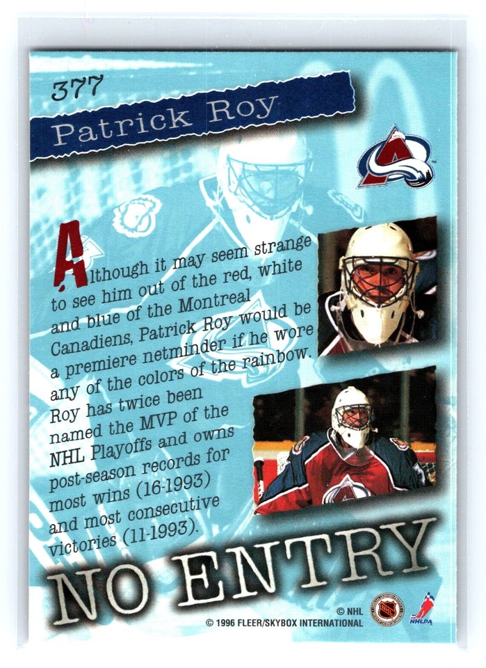 1995-96 Ultra Patrick Roy 377 | eBay