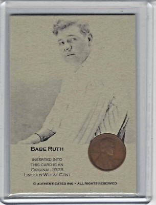 Authenticated Ink Coin Card Babe Ruth 1923 Wheat Cent Yankees HOF NM/MT ...