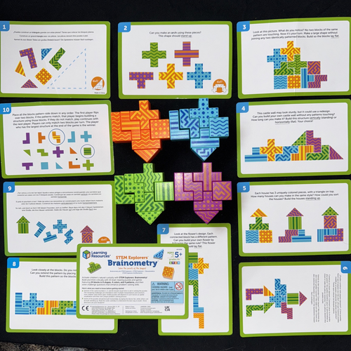 STEM Explorers Brainometry 34 pc Set 10 Cards 24 Blocks Toy Brain ...