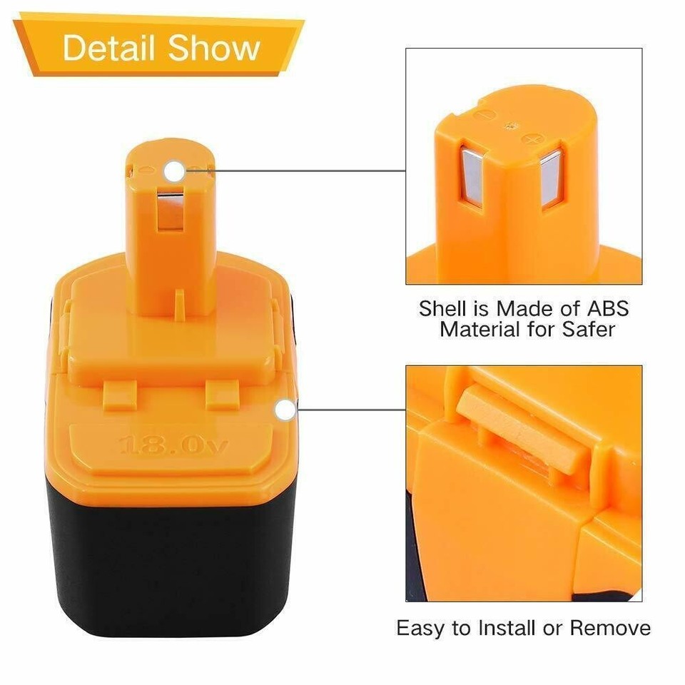 2PACK For Ryobi 18V PLUS 18 Volt Ni-Mh Battery P100 13022 ABP1801 P101 ...