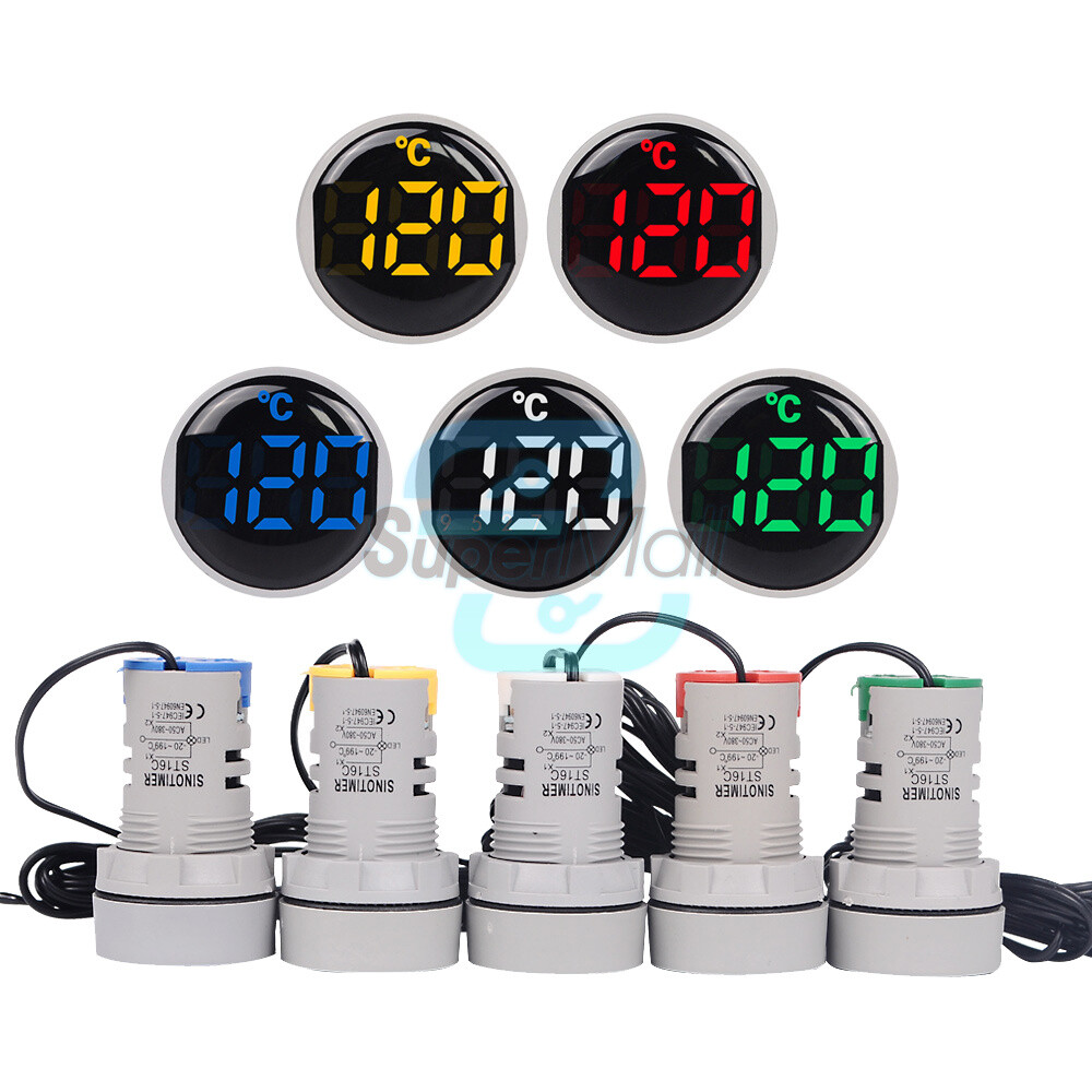 22MM Mini LED Digital Display Thermometer AC 50-380V Temperature Meter ...