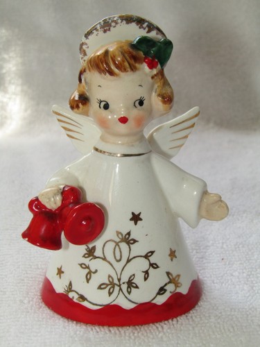 VINTAGE PRETTY MCM NAPCO GIRL ANGEL BELL RINGING CHRISTMAS BELLS 4 ...