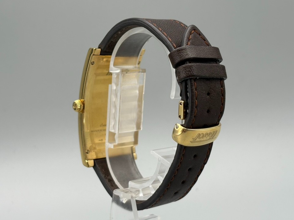 [Excellent] TISSOT Heritage T117509A Gold Dial Banana Quartz Men's ...