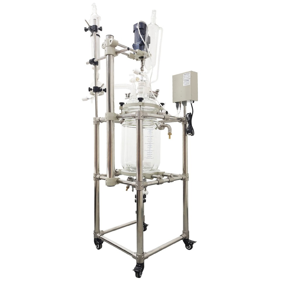 110V 10L Double-layer Glass Reaction Kettle Lab Jacketed Glass Reactor ...