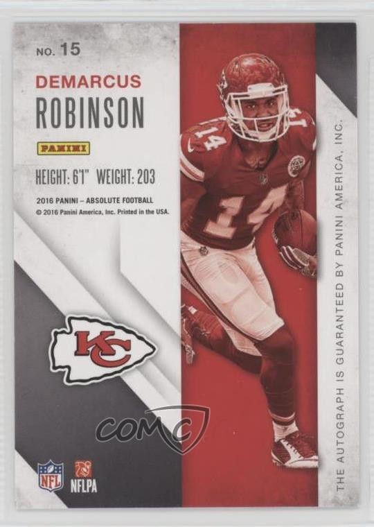 2016 Panini Absolute Rook Ink Blue Demarcus Robinson #15 Rookie Auto RC ...