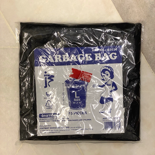 Trash bags_L Size_15 Pieces_Kitchen_Outdoor_Strong_Garbage Bag_Black ...