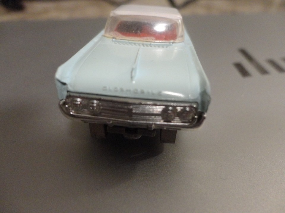 vintage atlas ho slot car light blue w/white top olds starfire | eBay