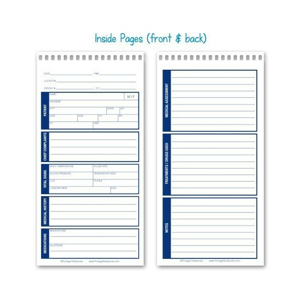 EMT/First Responders Vital Statistics Notebook – 8” x 4” Medical ...