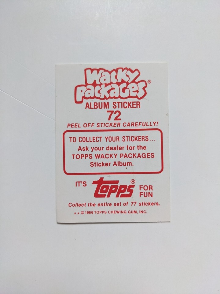 VTG 1986 Wacky Packages Crakola Crayons #72 Topps Album Sticker Crayola ...