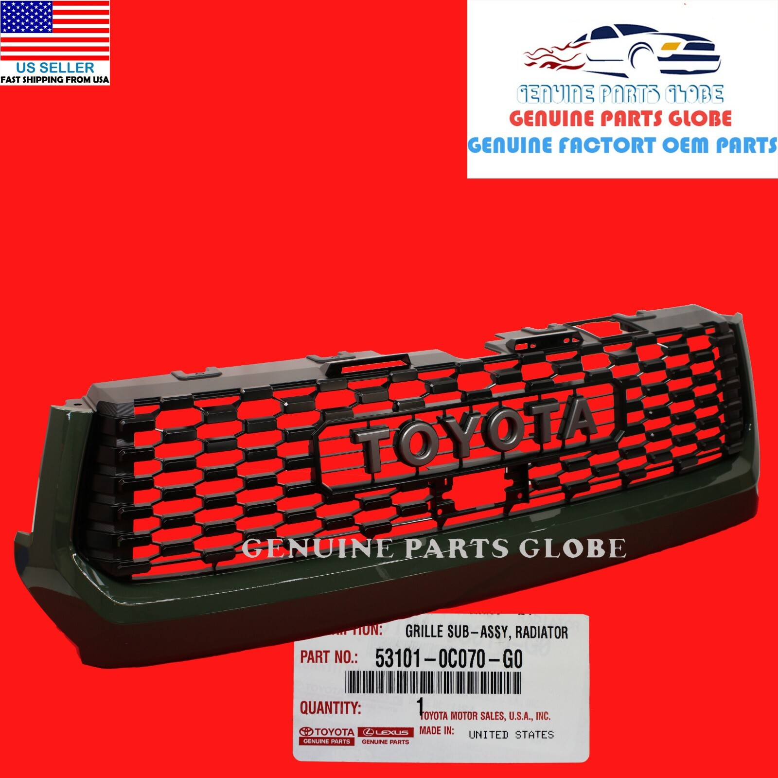 GENUINE OEM TOYOTA TUNDRA TRD PRO GREEN 6V7 FRONT RADIATOR GRILLE 53101 ...