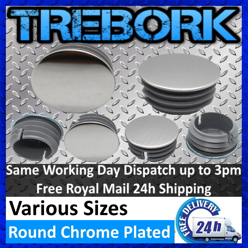 Round Chrome Plastic End Caps Blanking Plugs Tube Pipe Inserts Chrome ...
