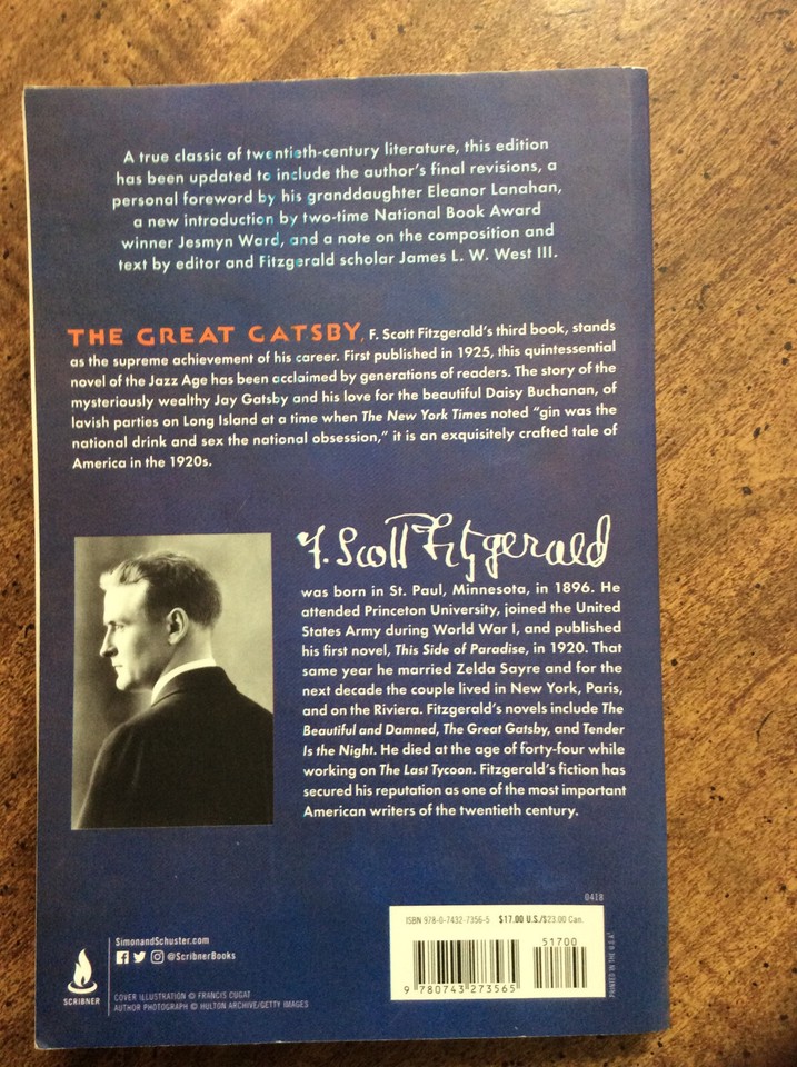 The Great Gatsby F Scott Fitzgerald: Scribner softcover 2018 | eBay